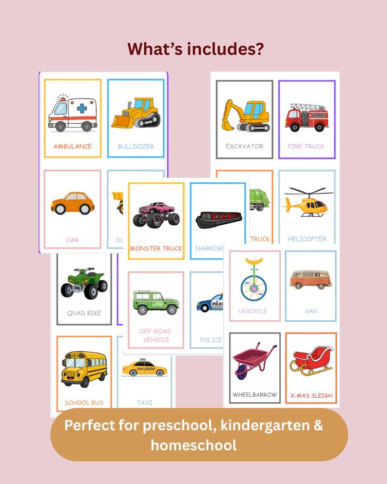 Transportation Alphabet Flashcards, Vehicle ABC Cards, Montessori ...