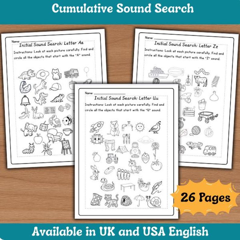 Alphabet Initial Sound Search | Phonics Letter Hunt Worksheets | A-Z ...