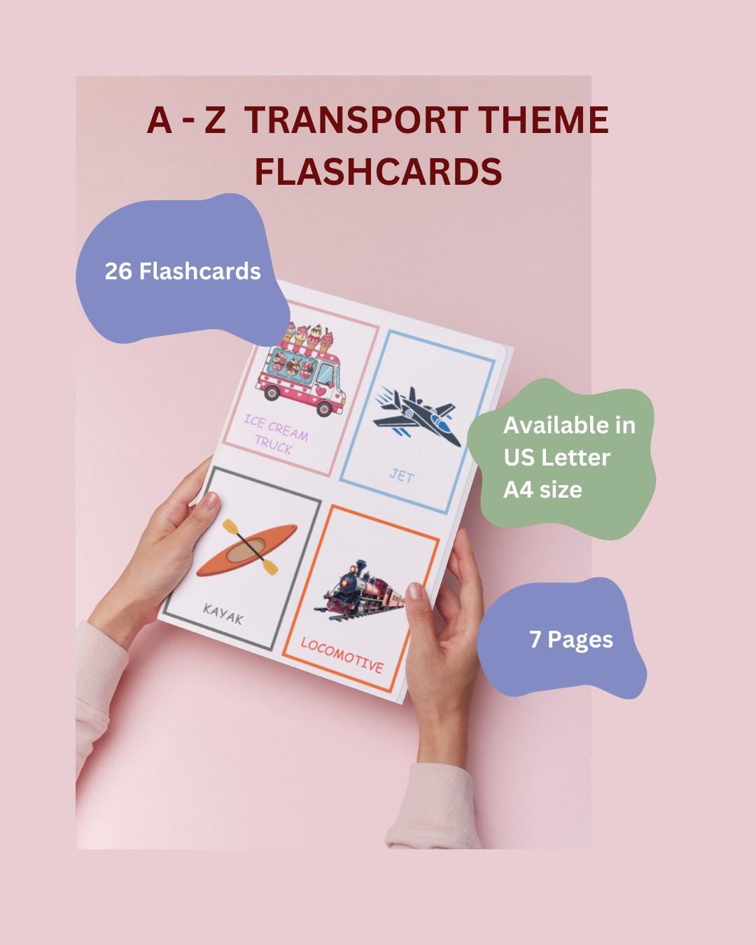 Transportation Alphabet Flashcards, Vehicle ABC Cards, Montessori ...
