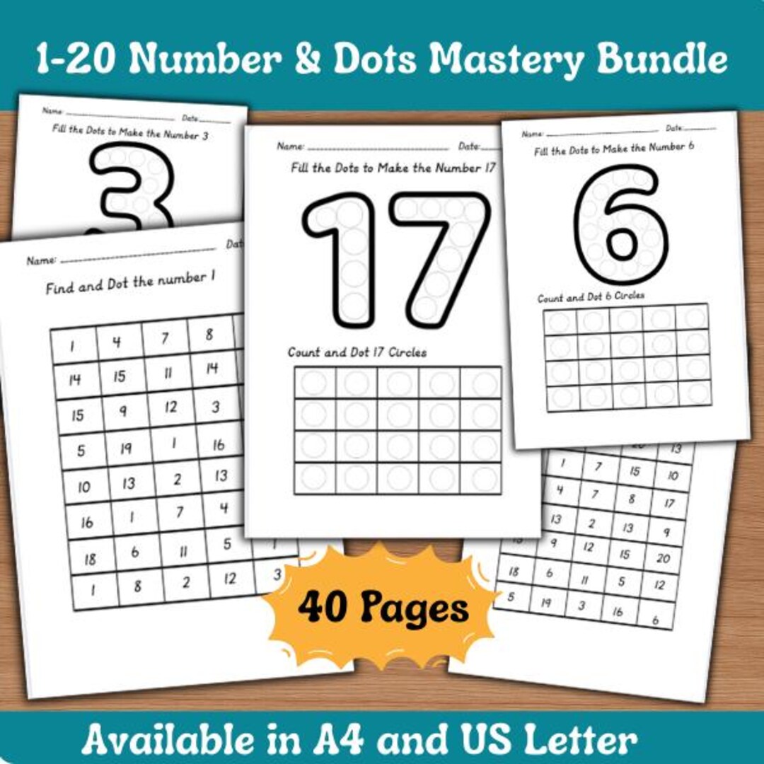 Number & Dots 1-20 Activity Bundle | Preschool Counting (digital ...