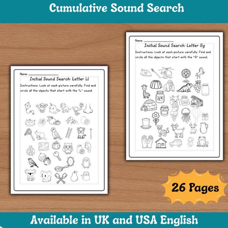Alphabet Initial Sound Search | Phonics Letter Hunt Worksheets | A-Z ...