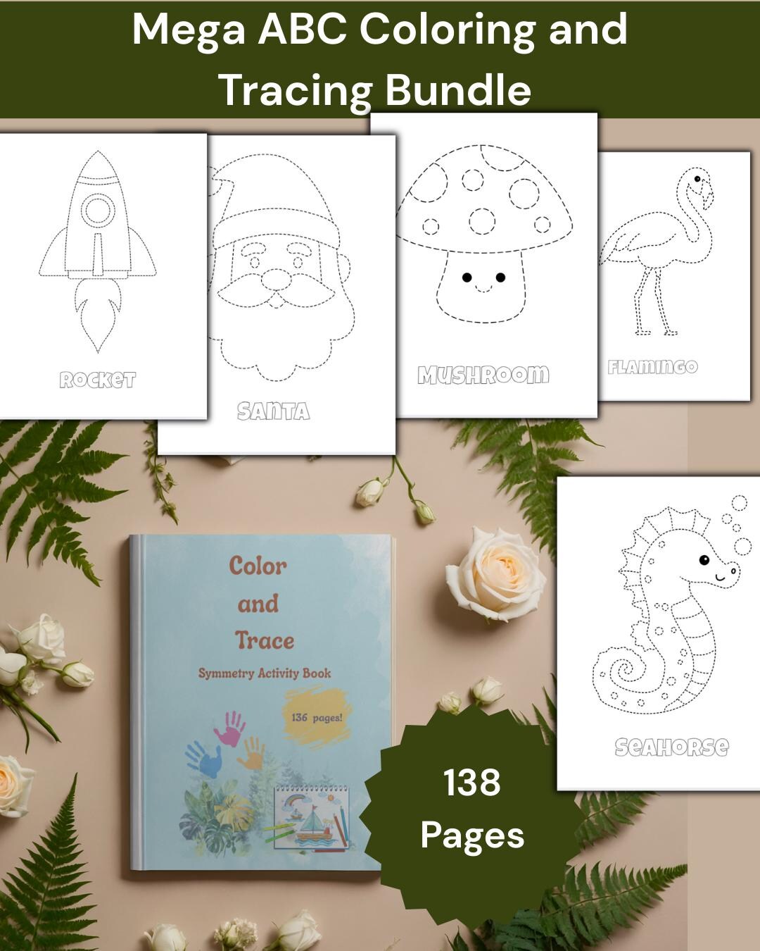 136 Page Mega Tracing and Coloring Bundle for Kids | Animals, Fruits ...