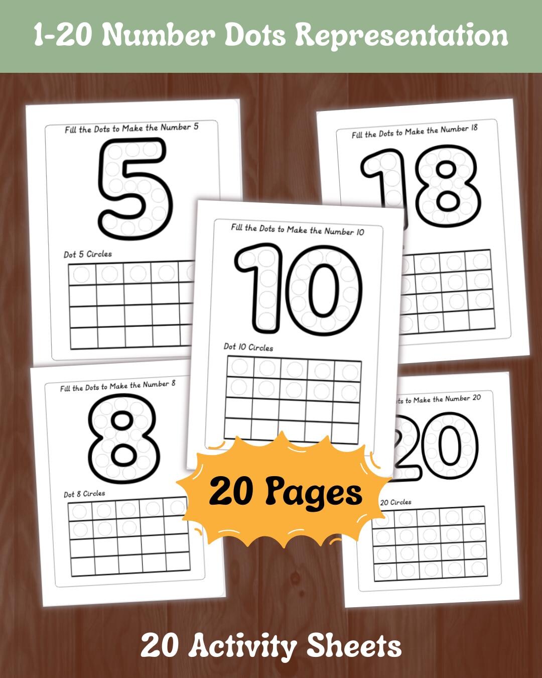 Number Dot Marker Worksheets 1-20 | Preschool Learning (instant ...