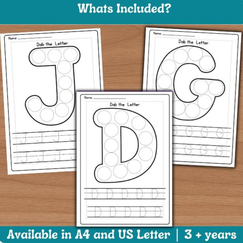 Alphabet Dab a Dot Worksheets A-Z, Letter Tracing Practice, Do-a-dot ...