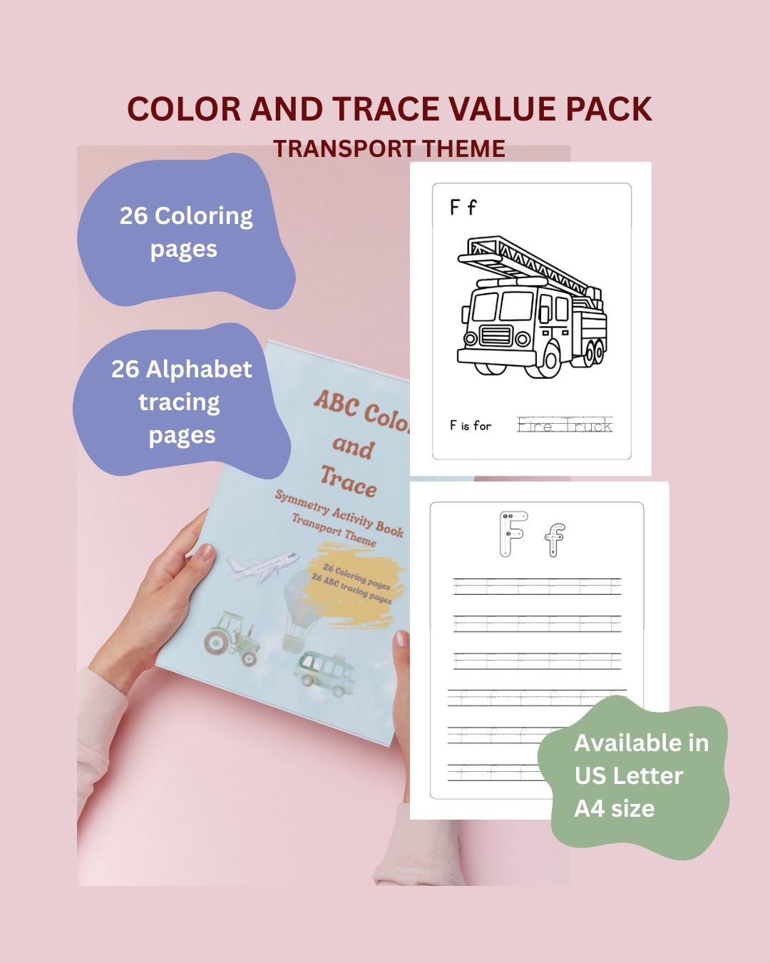 Transport Alphabet Tracing Workbook – Preschool Coloring Activity ...