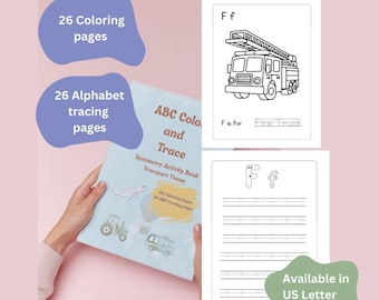 Transport Alphabet Tracing Workbook – Preschool Coloring Activity ...