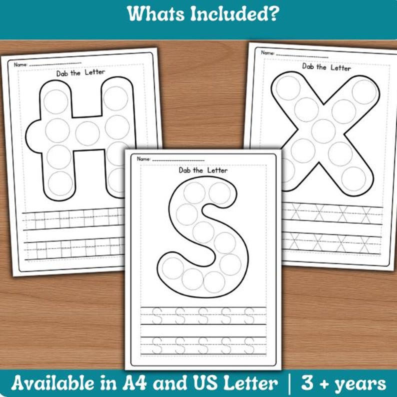 Alphabet Dab a Dot Worksheets A-Z, Letter Tracing Practice, Do-a-dot ...