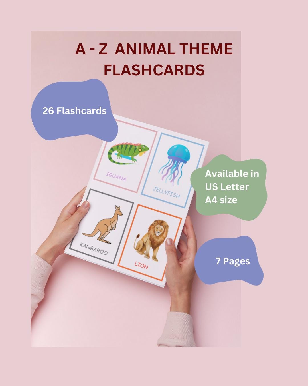 Animal Alphabet Flashcards A-Z, Montessori Learning, Preschool ...