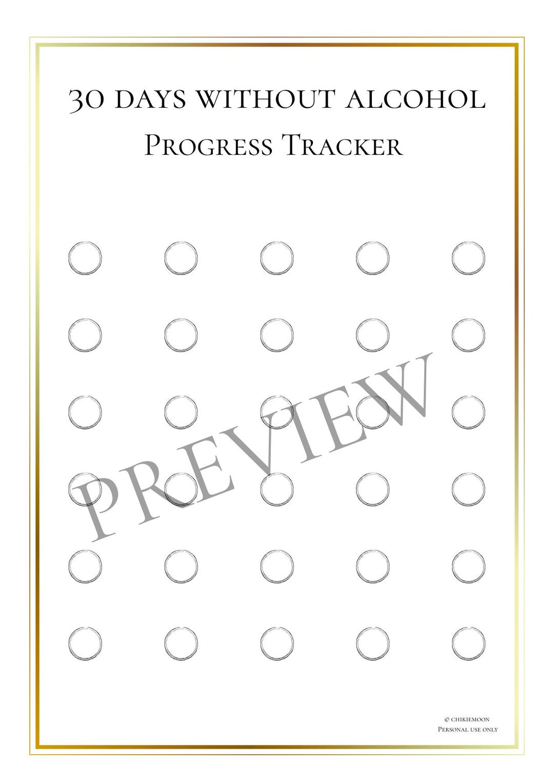 30 Day No Alcohol Challenge Printable, Sugar Detox Tracker PDF, A4 ...