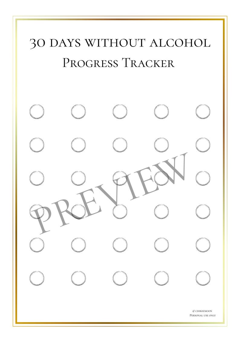 30 Day No Alcohol Challenge Printable, Sugar Detox Tracker PDF, A4 ...
