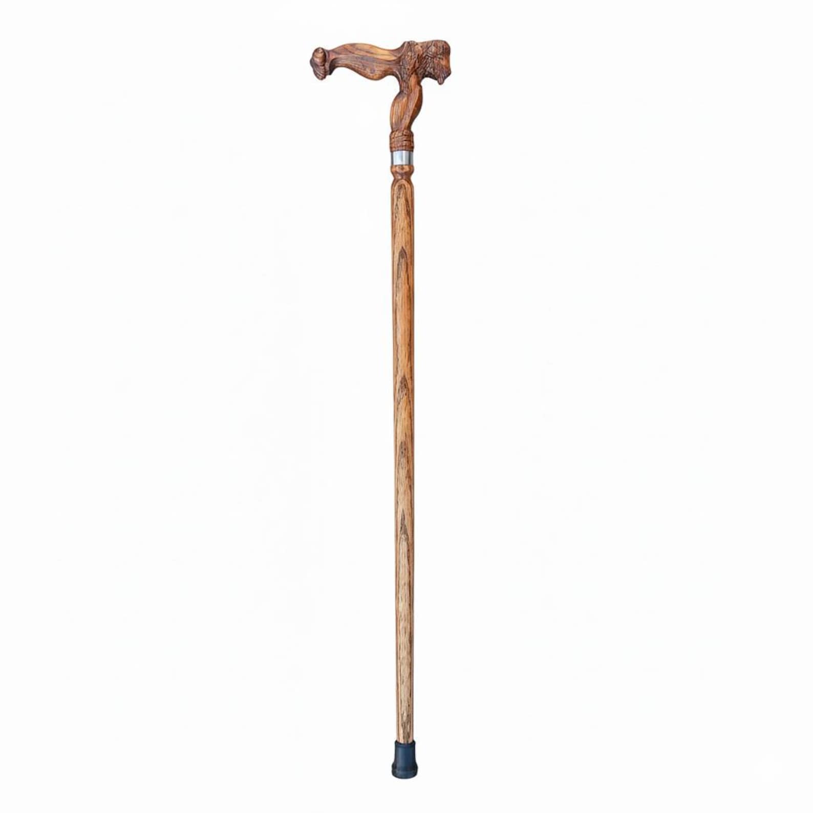Stylish Wooden Walking Cane for Men With Hand Carved Buffalo Handle ...