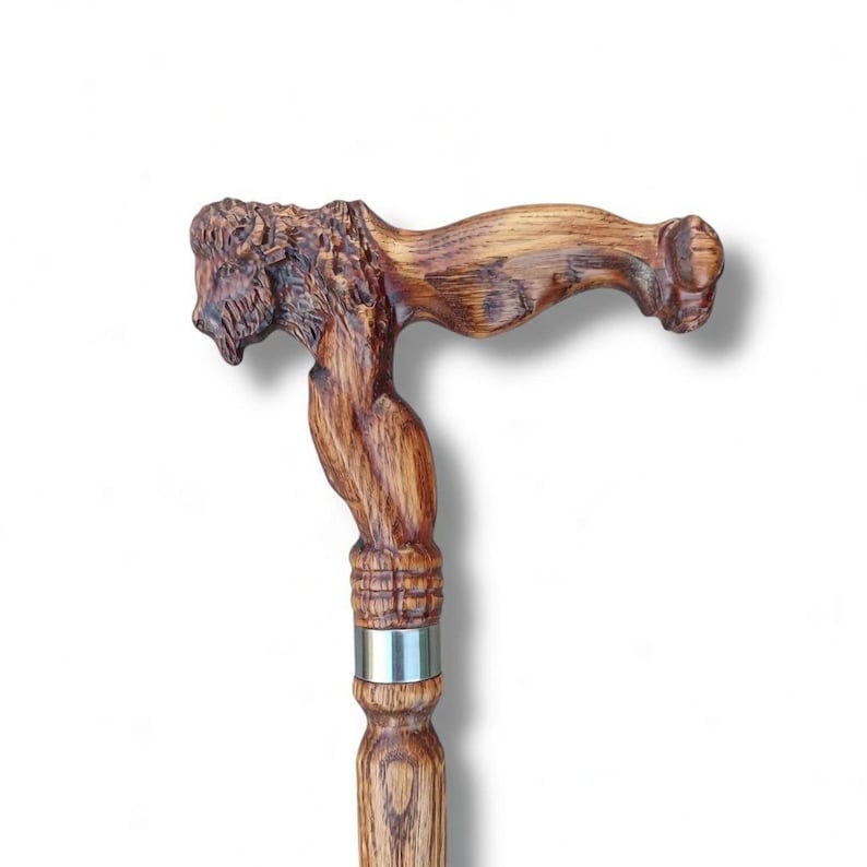 Stylish Wooden Walking Cane for Men With Hand Carved Buffalo Handle ...