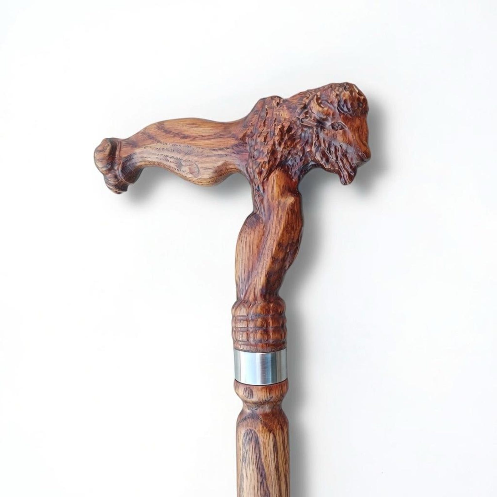 Stylish Wooden Walking Cane for Men With Hand Carved Buffalo Handle ...