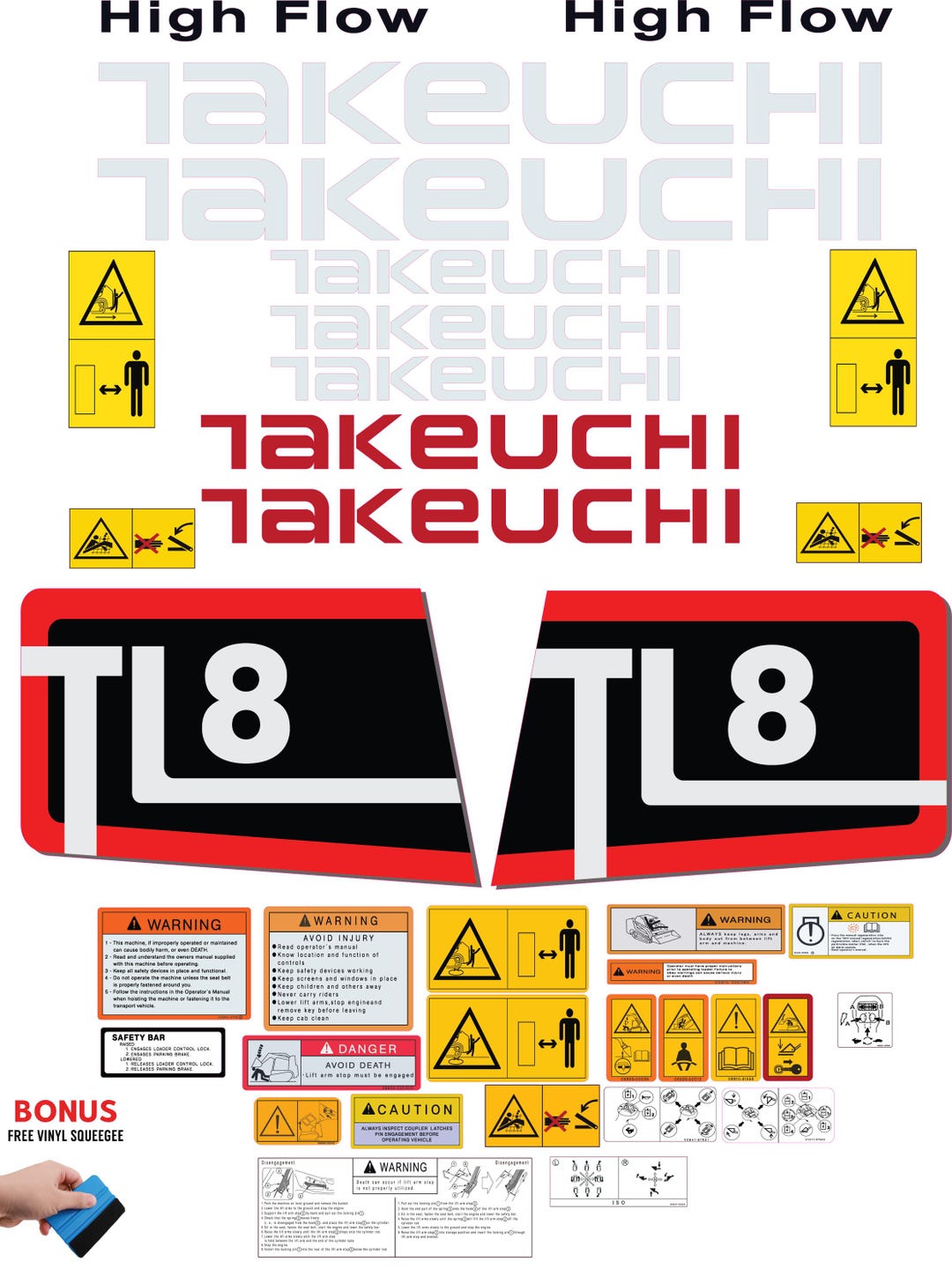 Fits Takeuchi TL8 Decal Kit Skid Steer - 3M VINYL- FREE SHIPPING - Etsy