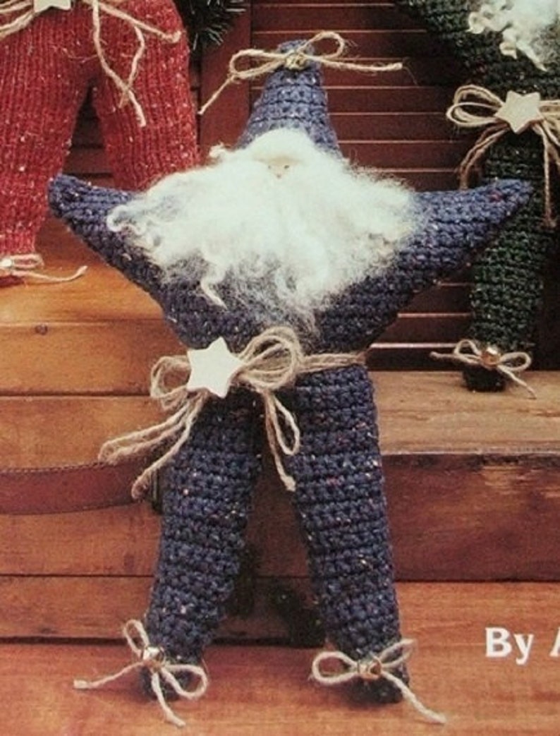 PDF Pattern Santa is A Country Star KNIT and CROCHET Santa Star ...