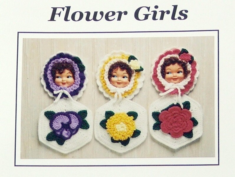 Pdf Pattern. FLOWER GIRLS. 3 Crochet Flower Potholder Patterns Pansy ...