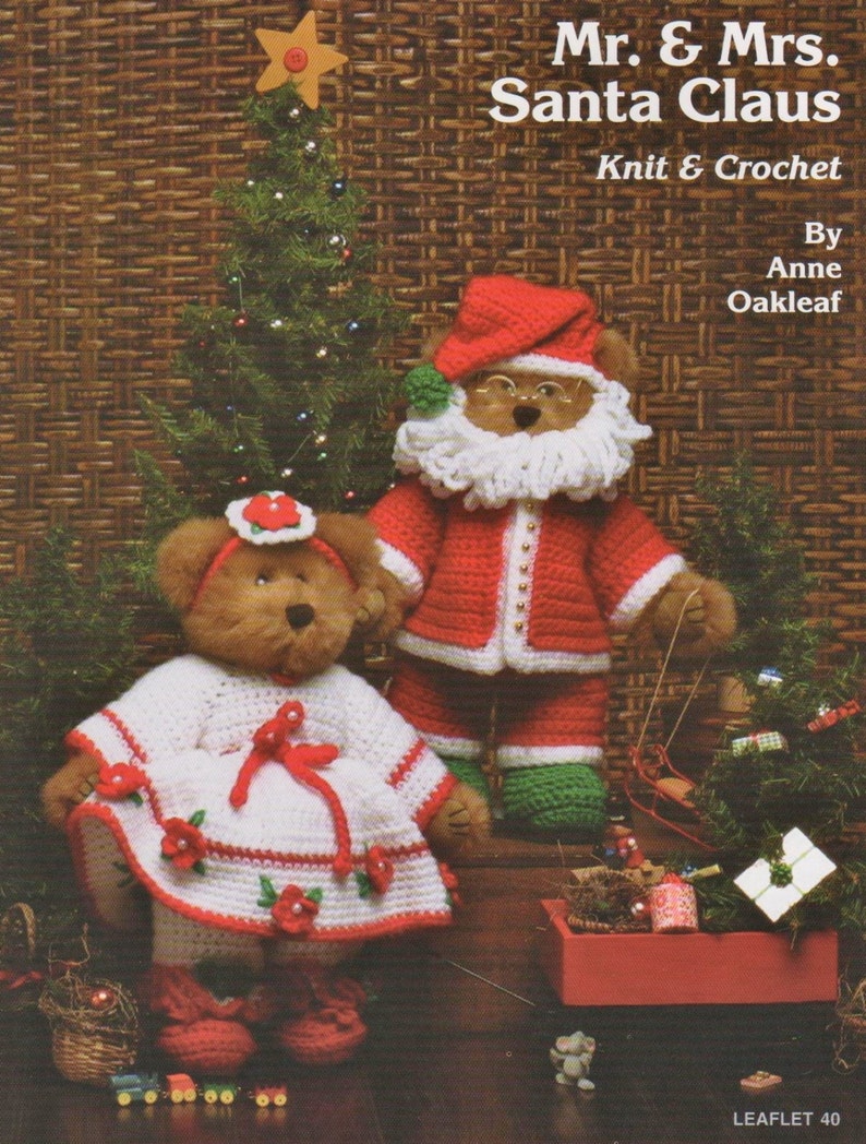 Pdf Pattern - Mr & Mrs Santa Claus to KNIT or CROCHET - Christmas Santa ...