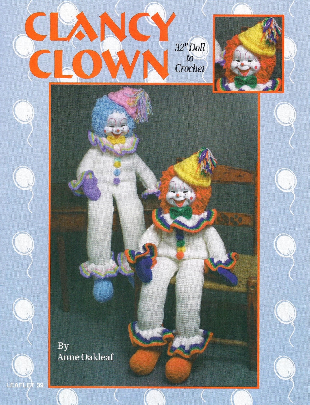 PDF Pattern CLANCY CLOWN - 32" Large Crochet Rainbow Clown Doll Pattern ...