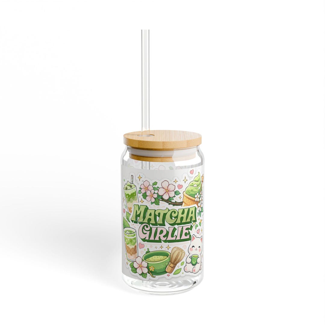 Matcha Girlie Sipper Glass | 16 Oz Clear Cup With Straw - Etsy