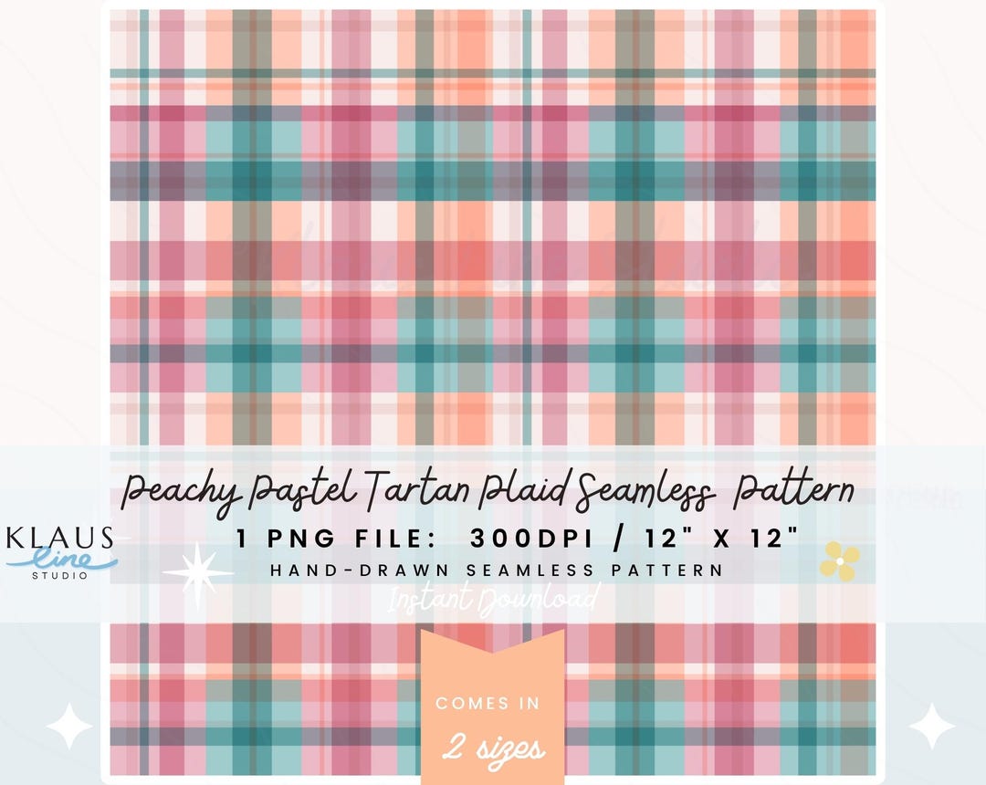 Peachy Pastel Tartan Plaid Seamless Pattern | Soft Cottagecore Plaid ...