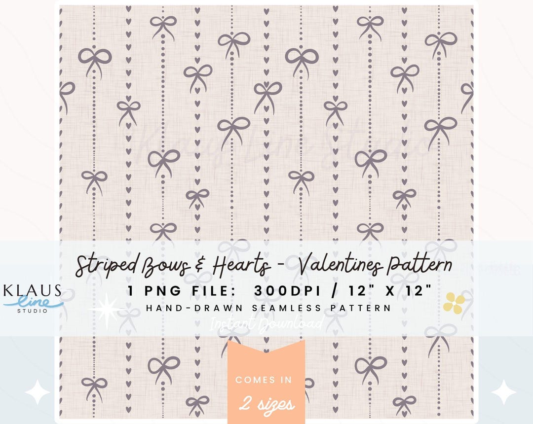 Elegant Striped Bows & Hearts Seamless Pattern | Neutral Coquette ...