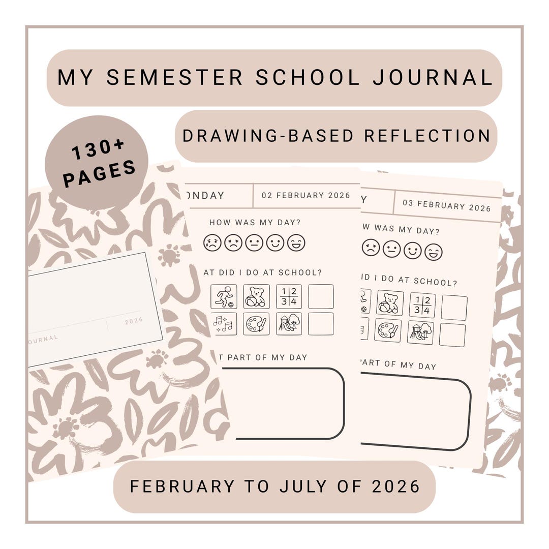 My Semester School Journal | Drawing-based Daily Reflection for Kids ...