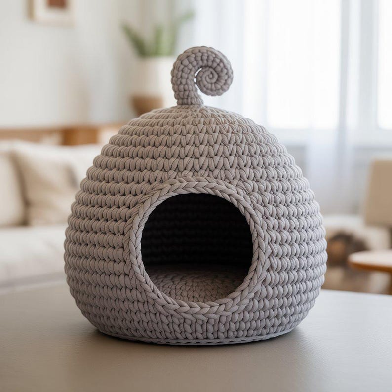 Crochet Pet House Pattern PDF | Igloo Style Cat & Small Dog Bed ...
