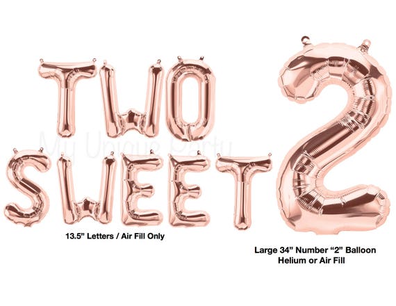 TWO SWEET Letter Balloons Large Number 2 Two Sweet Banner 2nd | Etsy