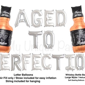 AGED TO PERFECTION Banner Whiskey Balloon 30th 40th 50th 60th Milestone ...