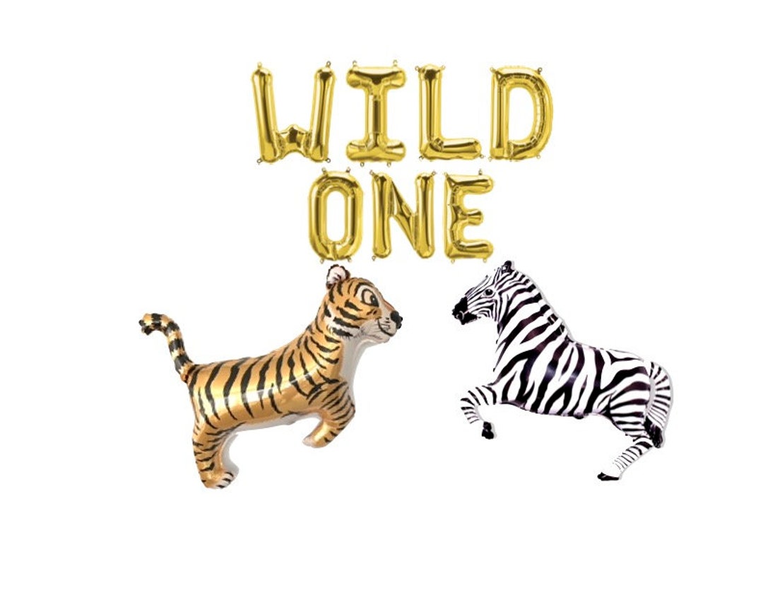 WILD ONE Letter Balloons Wild One Banner Tiger Balloon Zebra Balloon ...
