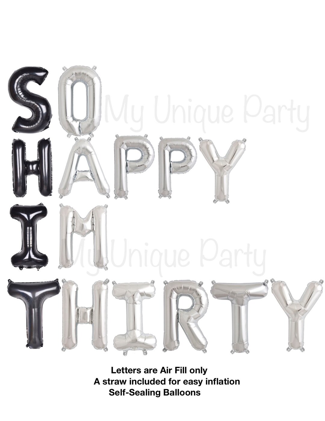 SO HAPPY Im THIRTY Balloons Dirty 30 Decor 30th Birthday Balloons so ...