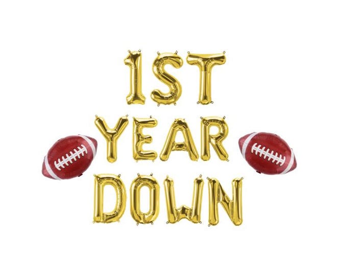First Year Down Football Birthday Party, 1st Year Down Balloons, First ...
