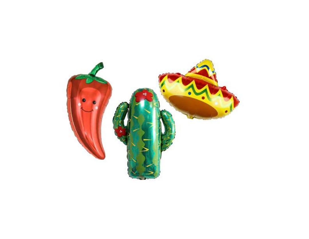 Fiesta Balloons: - Red Chili Pepper Balloon - Sombrero Balloon - Cactus ...