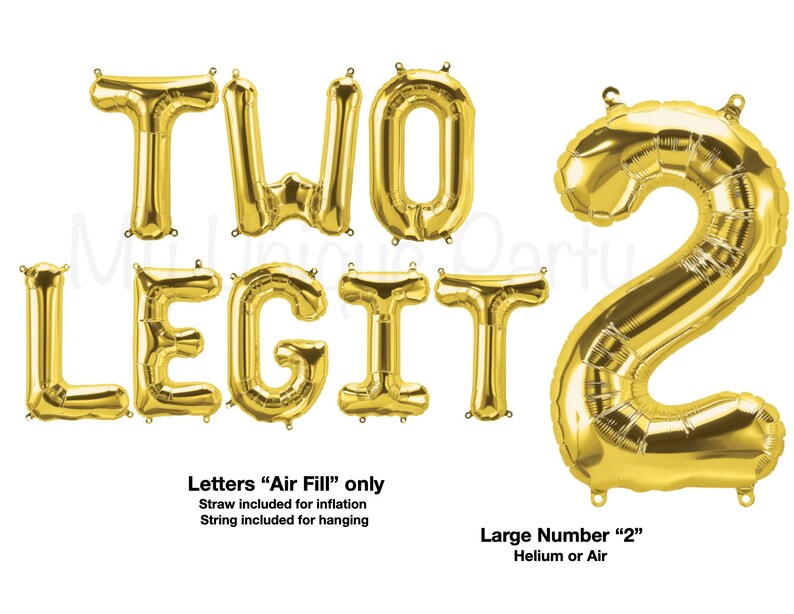 2nd Birthday TWO LEGIT Balloons Two Legit Banner Large Number - Etsy