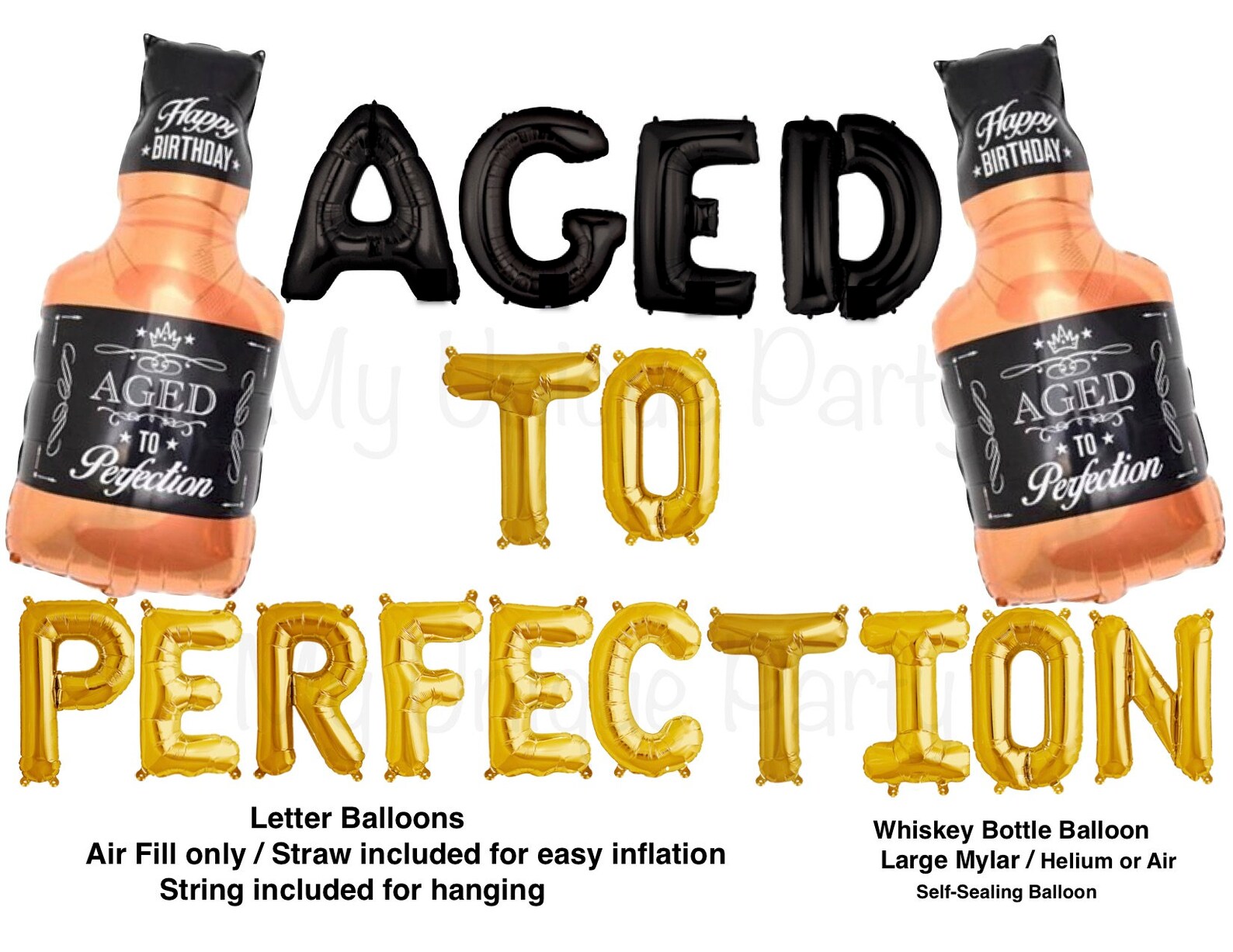 AGED TO PERFECTION Balloon Banner - Whiskey Balloon - Mylar Letters - Etsy