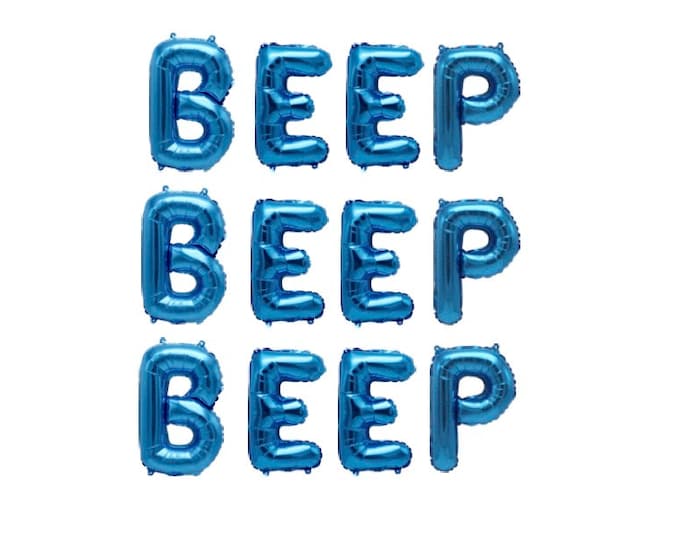 BEEP BEEP BEEP Letter Balloons 1st Birthday Banner Little Blue Truck ...