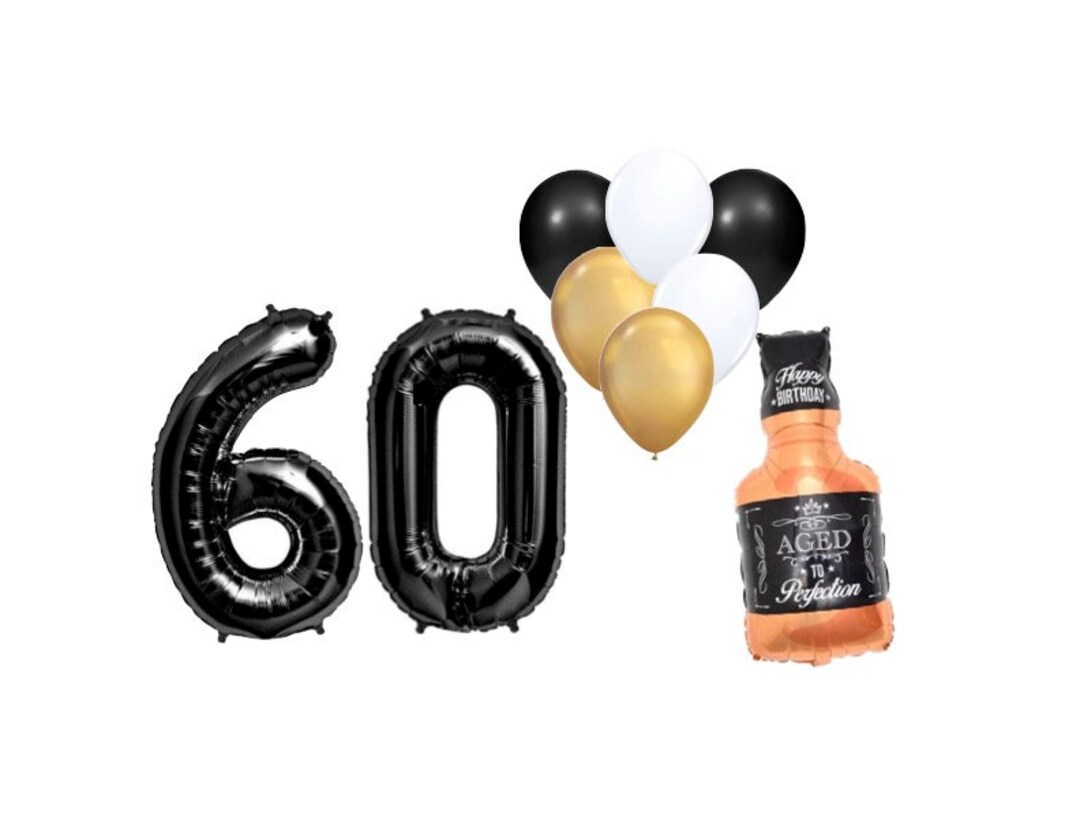 60th Birthday Party Number 60 Balloons Cheers to 60 Years Whiskey ...