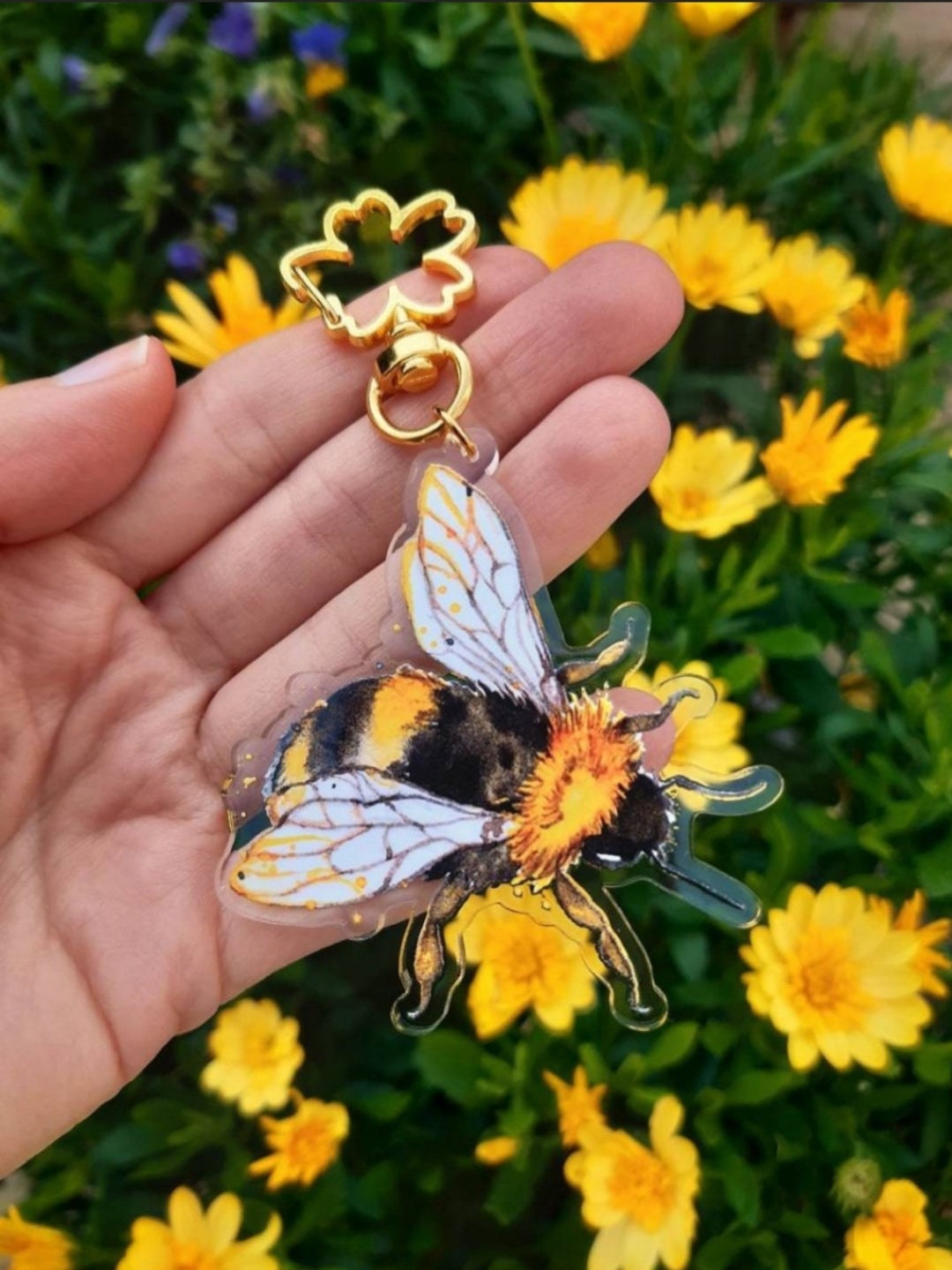 Crawling 2.5" Bumblebee Friend Acrylic Keyring Charm (100% Recycled ...