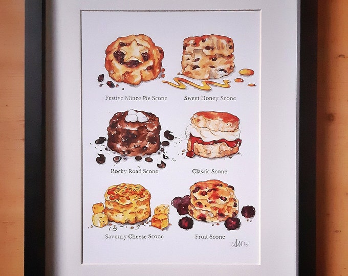 Scones Art Print, Desserts Poster, British Dessert Art Print, Scones ...