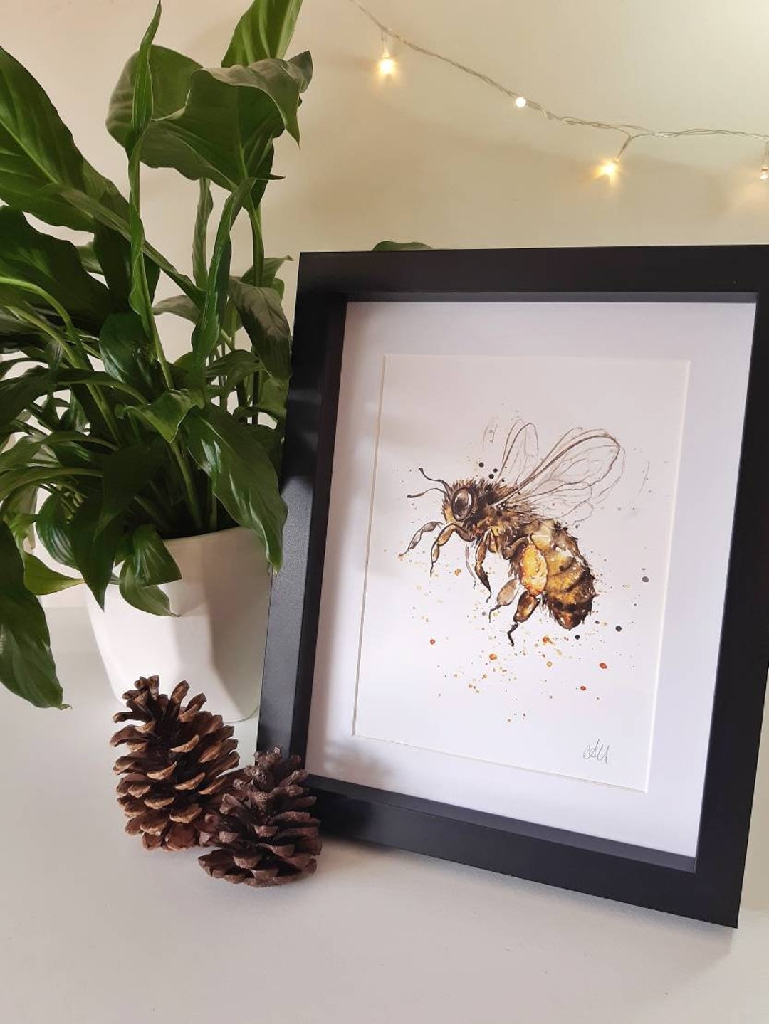 A5 5x8" Art Print: Pollen Pants Honey Bee Watercolour Painting, Signed ...