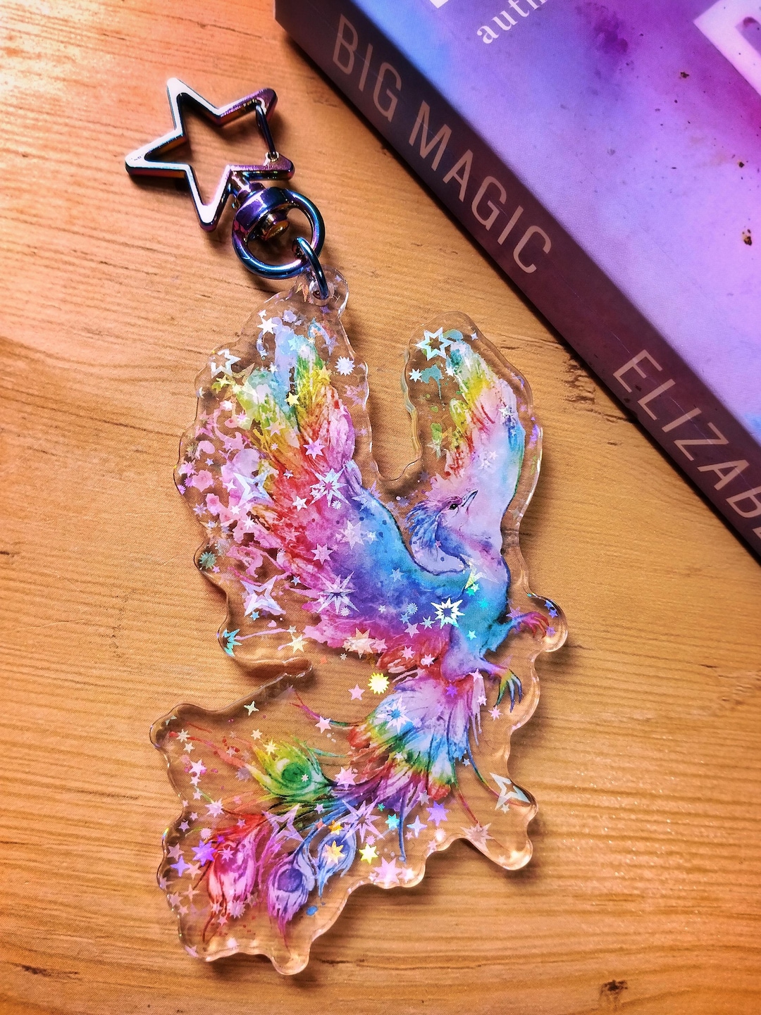 Pastel Rainbow Phoenix Large 3.5" Keyring Charms | Ultra Sparkly ...