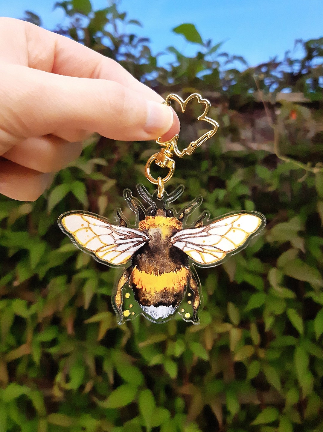 Flying 3" Bumblebee Friend Acrylic Keyring Charm (100% Recycled ...