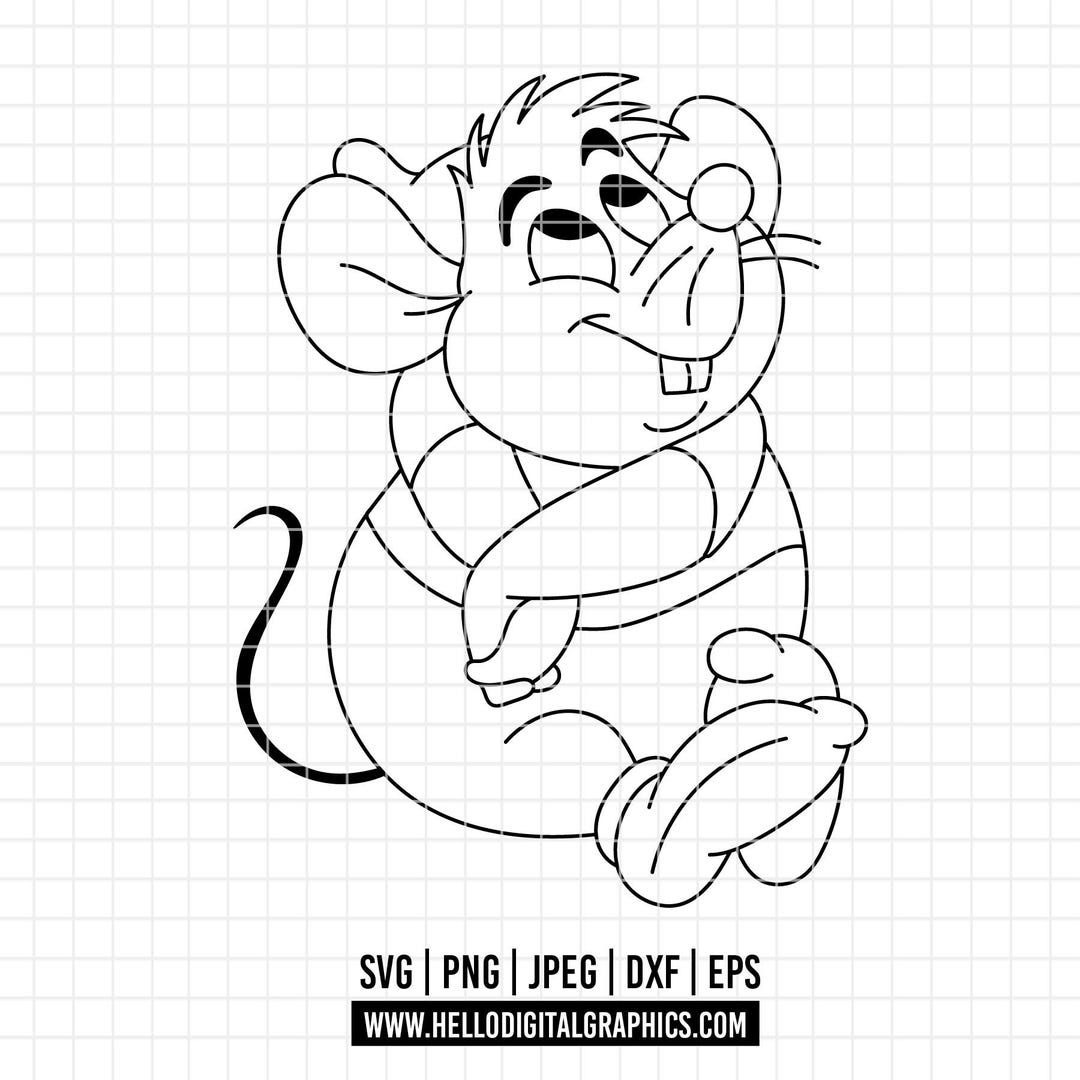 4675 - Gus Gus in Love Line Art Svg, Eps, Png, Dxf, Jpeg. Disneyy ...