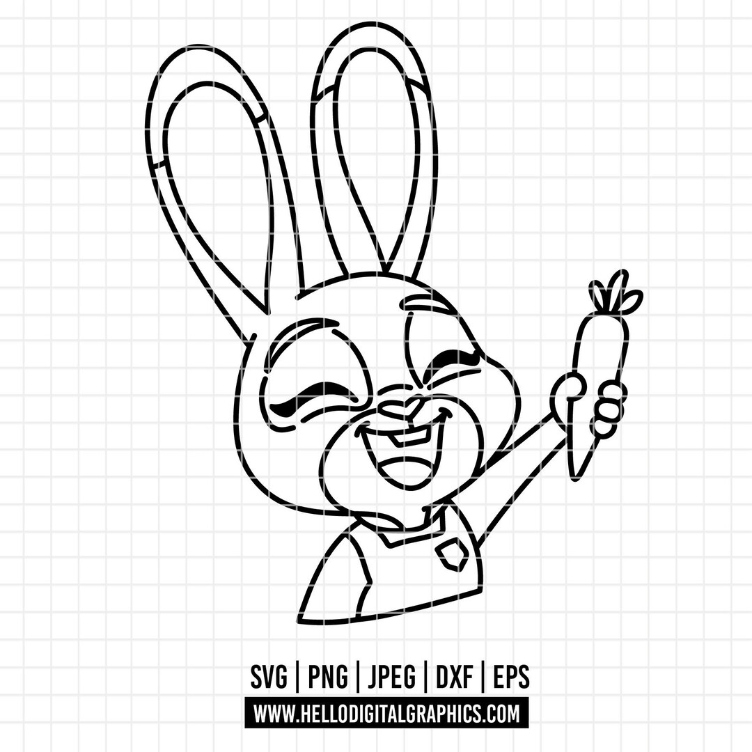 4645 - Judy Hopps Line Art Svg, Eps, Png, Dxf, Jpeg. Disneyy Zootopia ...