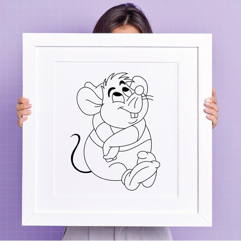 4675 - Gus Gus in Love Line Art Svg, Eps, Png, Dxf, Jpeg. Disneyy ...