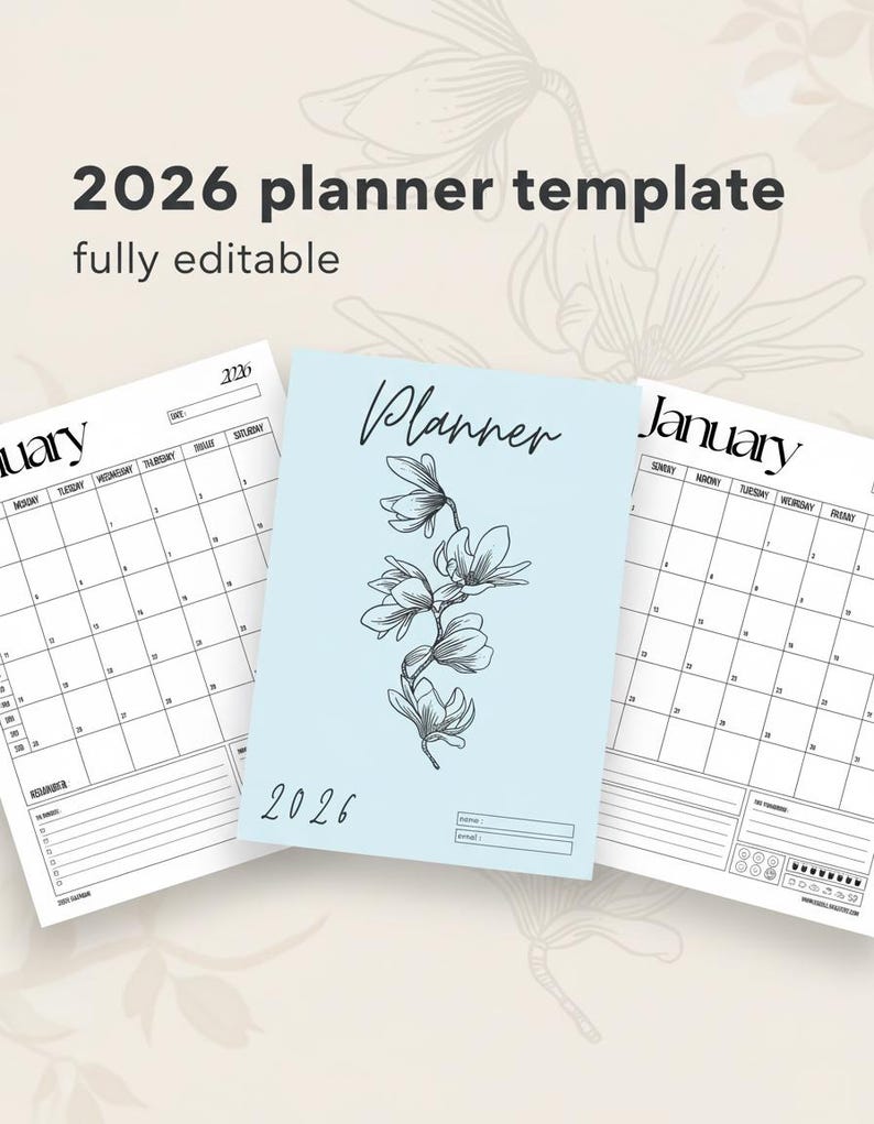 Minimalist 2026 Editable Planner| Good Notes Productivity Tool | Daily ...
