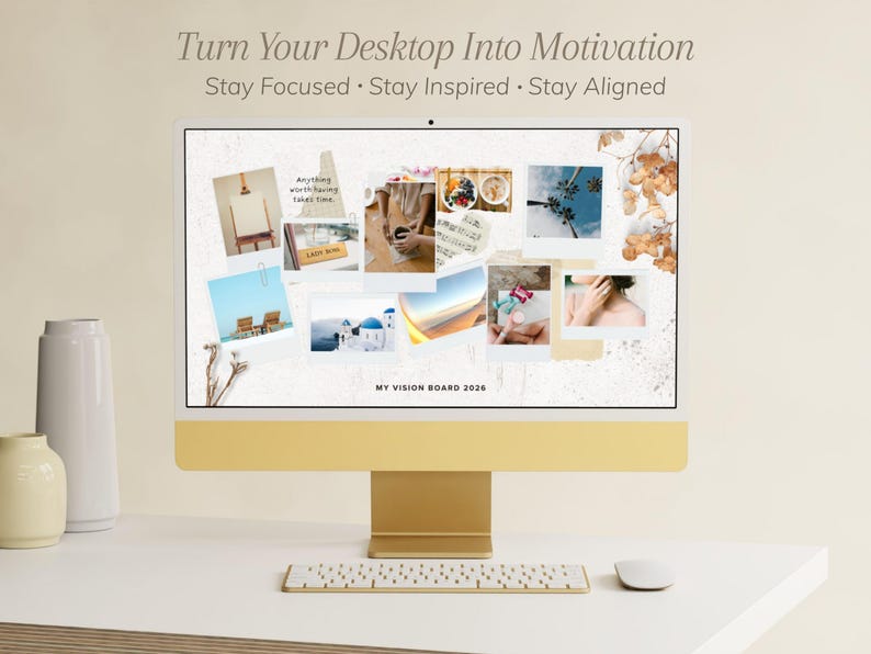 2026 Desktop Vision Board | Editable Canva Templates + Bonus Collage ...