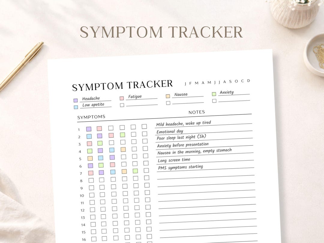 Symptom Tracker Printable | Health Log PDF | Chronic Illness & Medical ...