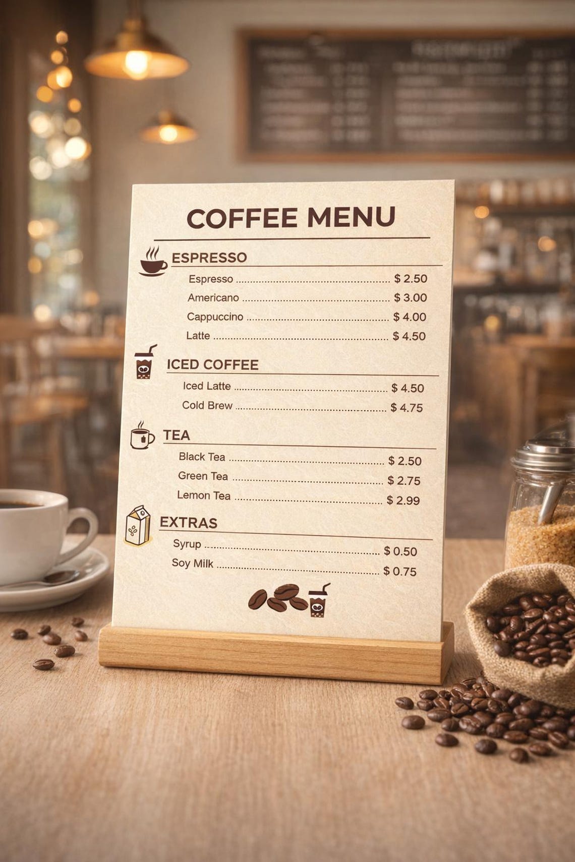 Editable Coffee Menu Template | Café Menu Printable | Coffee Shop Menu ...