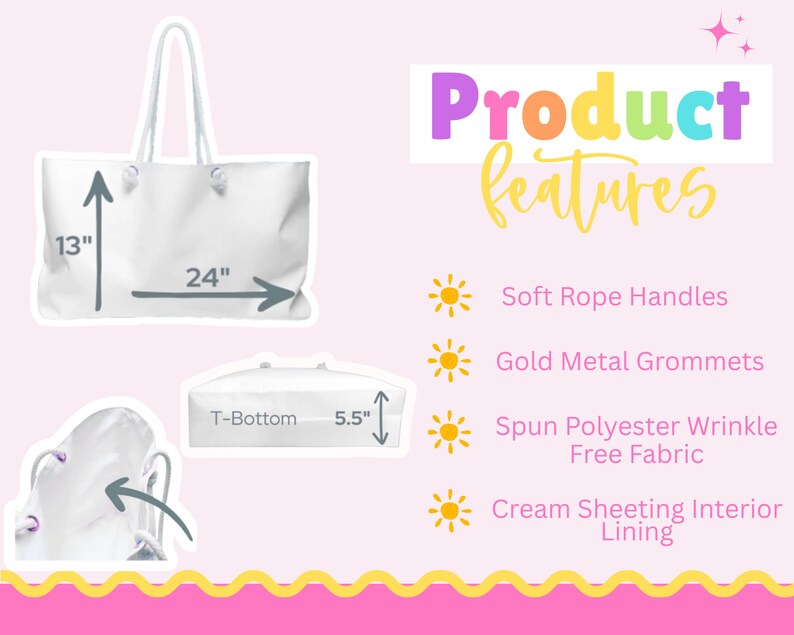 Kawaii Fish Beach Bag | Hand-drawn Tropical Fish Weekender Carryall ...